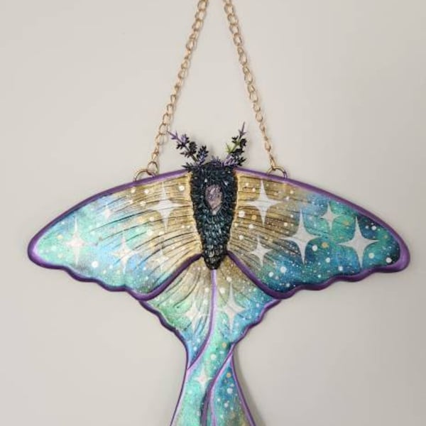 Handmade Celestial Moth Wall Decor: Cosmic Witch Clay Art | Astral ...