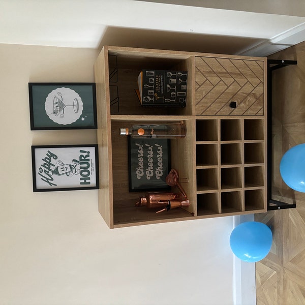 Bar Cart Set of 8 Printables in Retro Green | Happy Hour Wall Art ...