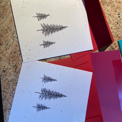 Pine Tree Card With Plantable Wildflower Seed Paper - Etsy