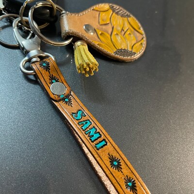 Tooled Southwestern Compass Rose Moon Sun Black Leather - Etsy