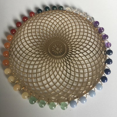 Snow Quartz Tube Torus Sacred Geometry Art, Crystal Mobile, Gold White ...