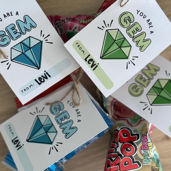 YOU'RE A GEM Valentine Day | Ring Pop | Cute Printable Valentine's ...