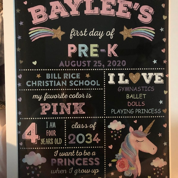 First Day of Pre-k Sign INSTANT DOWNLOAD PRINTABLE First Day of School ...