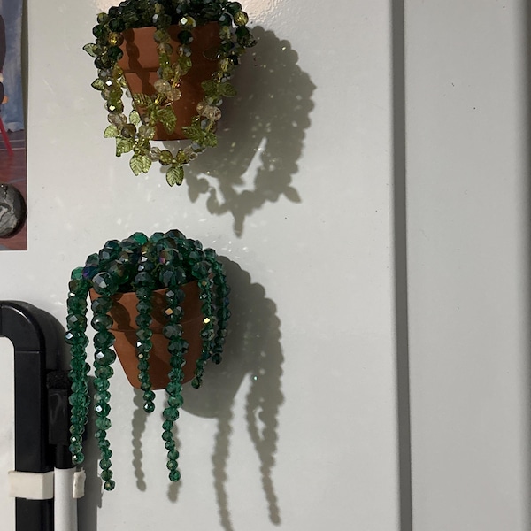 Beaded Plant Fridge Magnet Terracotta Potted Plant Magnets, Crystal ...