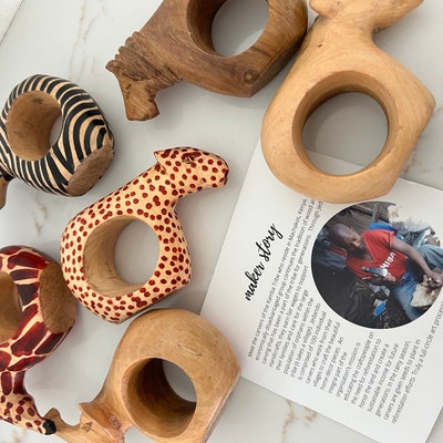 Safari Animal Table Display Hand-carved Mahogany party Animals - Etsy