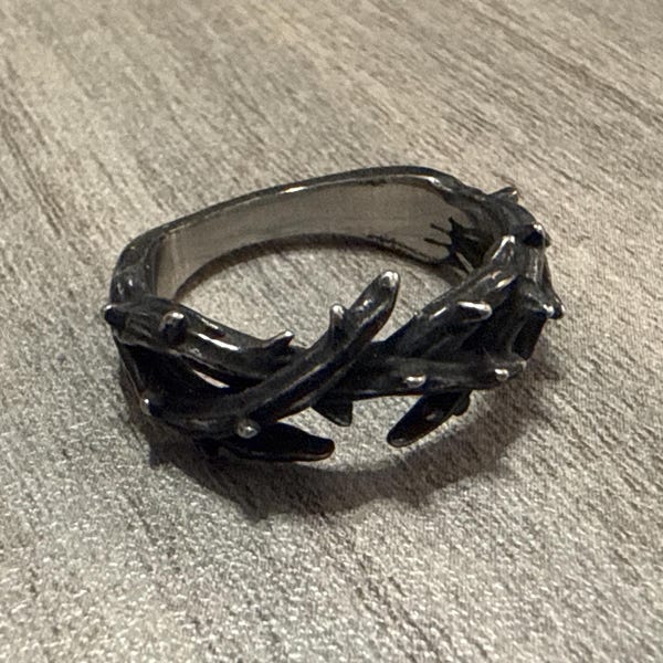 Gothic Runes Viking Engraved Ring, Dimple Encaved Pattern Ring, Black ...