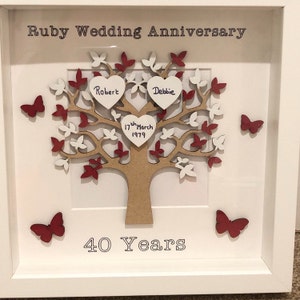 Ruby Wedding Anniversary Frame, Wedding Gift, Personalised, 40th ...