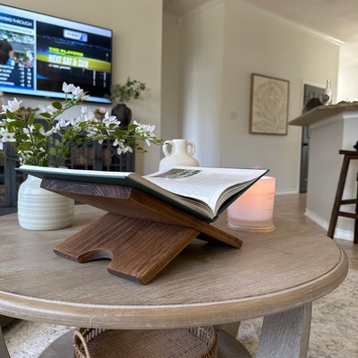 Open Book Display Wood Book Display Wood Book Stand Recipe Book Stand ...