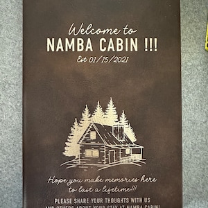 Personalized Cabin Guest Book, Engraved Leather Notebook, Lake House ...
