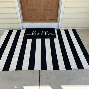 Black and White Outdoor Striped Rug, Stripes Christmass Runner, Outdoor ...