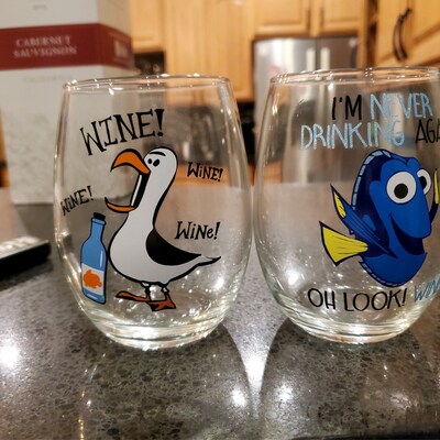 Seagull Wine Glass Funny Bird Wine Glass Finding Nem - Etsy
