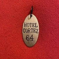 Custom Hand Stamped Hotel Room Key Tags Brass Key Chain Fob Brass Cow ...