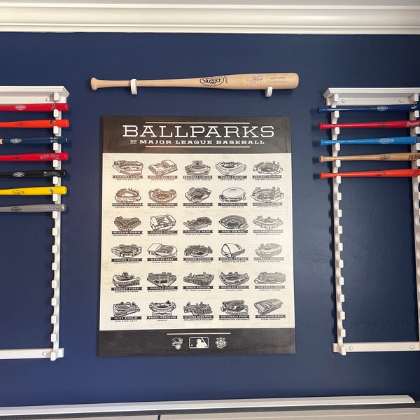 15 Mini Bat Horizontal Display Rack With Baseball Shelf - Etsy