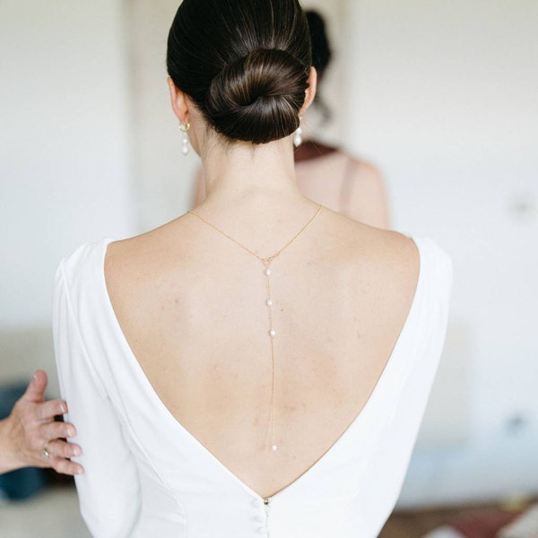 DARLA Chain - Freshwater Pearl Backdrop Chain / Bridal Pearl Necklace ...