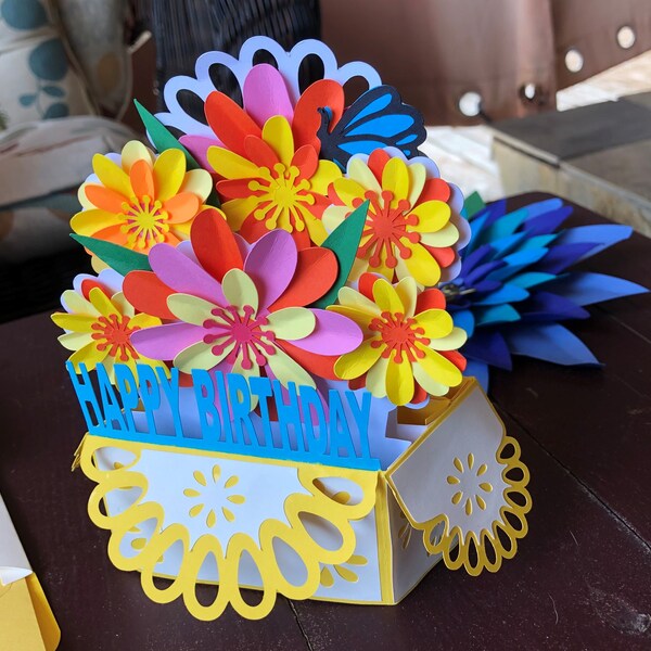 Sunshine Bouquet Card in A Box 3D SVG - Etsy