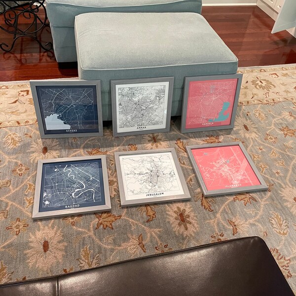 Set of 3 Custom Map Prints, Custom Locations, Your Choice of 3 World ...