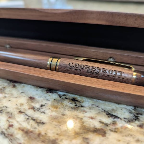 Custom Wood Pen Set, Wood Engraved Pen Holder, Personalized Gift for ...