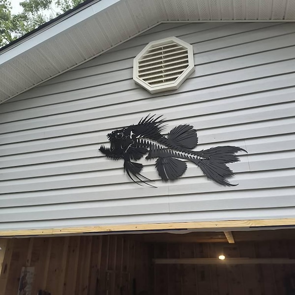 Giant Fishbones Metal Wall Art, Nautical Bathroom Decor, Beach House ...