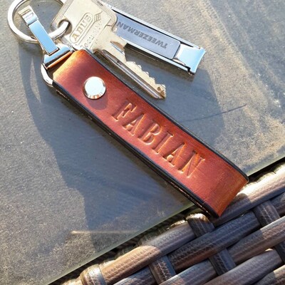 Leather Key Holder Belt Strap Personalized Mens Leather Key Chain Black ...