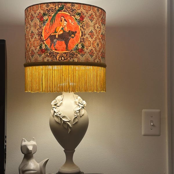 Fringed Lamp Shades, Jungle Lampshade, Leopard Decor, Animal Print ...