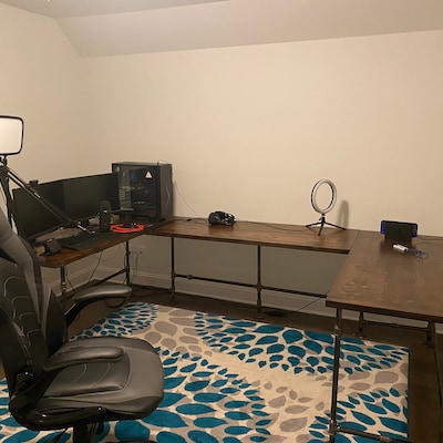 Rustic U Shaped Desk FREE SHIPPING Black Pipe Leg Reception - Etsy