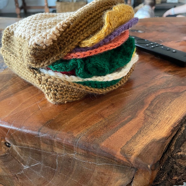 Crochet Pattern | Sandwich Coaster Set | Crochet Lettuce, Fried Egg ...