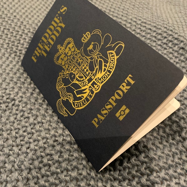 Real Foil Teddy Bear Passport Personalised With Name and Picture ...