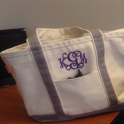 Monogrammed Canvas Tote Bag Monogram Tote Bag Personalized Canvas Tote ...