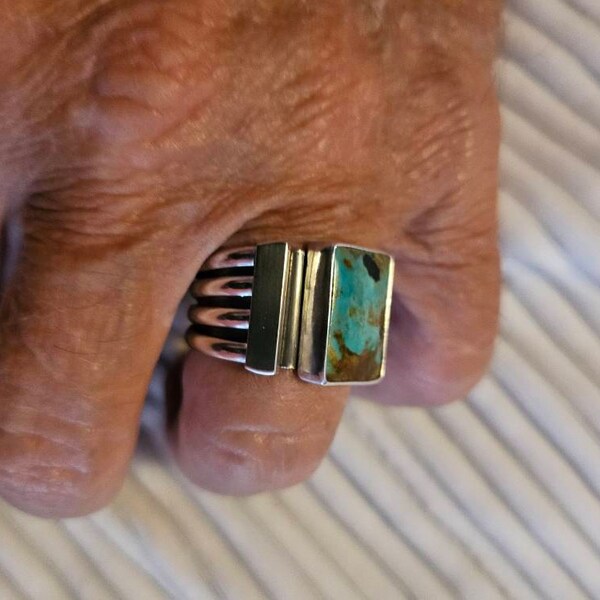 Beth Dutton Inspired Turquoise and Sterling Silver Large Statement Ring ...
