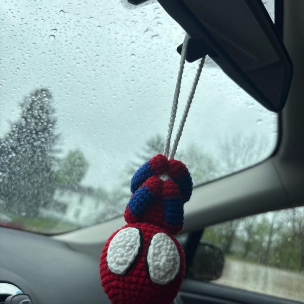 Crocheted Spider-man and Superhero Hanging for Car Mirrors - Etsy