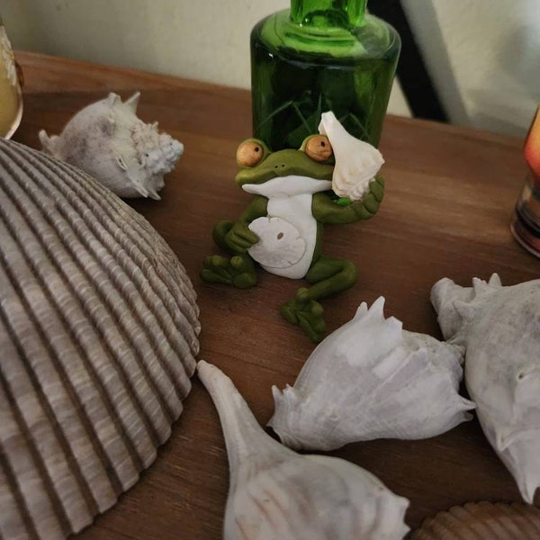 Clay Frogs on a Piece of Coral Sitting Sculpture Figurine - Etsy