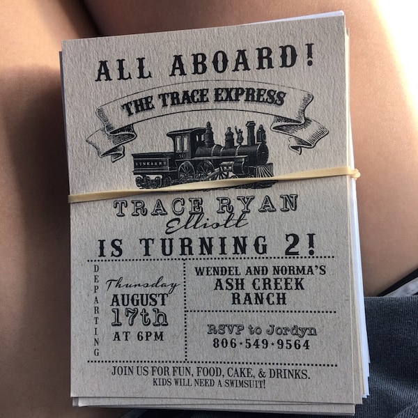 Birthday Invitation - VINTAGE Train Party - Custom - Boy - Girl ...