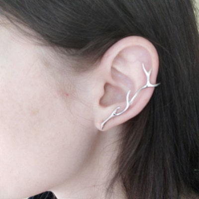925 Sterling Silver Antlers Ear Wrap Silver Antlers Ear Cuff - Etsy