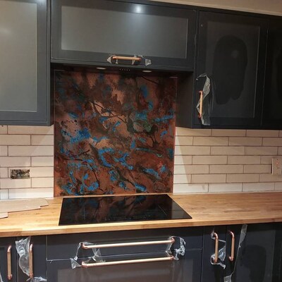 Copper Splashback Weathered Patina Backsplash - Etsy UK