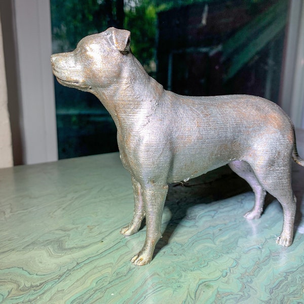 Custom Pitbull Dog Statue on Base -personalized Painting Dog Dog Statue ...