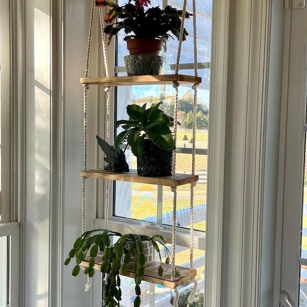 Window Plant Shelf | Hanging Window Shelf {3 Tiered} | Window Floating ...