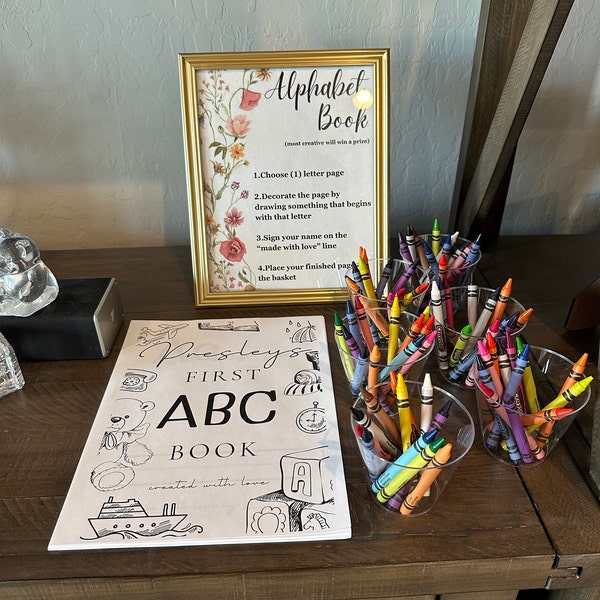 Baby Shower ABC Book, First Alphabet Book, Minimalist Baby Shower ABC ...