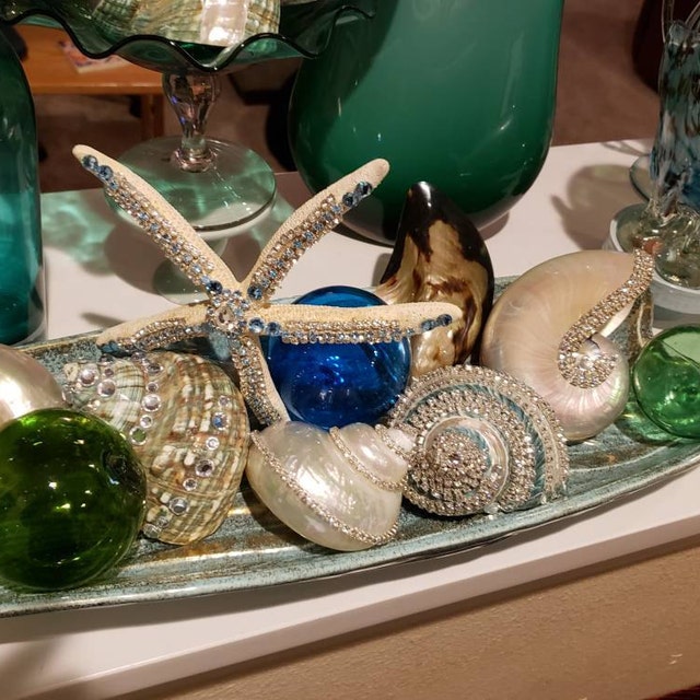 Seashells & Swarovski Bling Decor by ShellDecor on Etsy