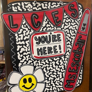 Teacher Door Hanger, Classroom Door Hanger, Back to School, Retro Door ...