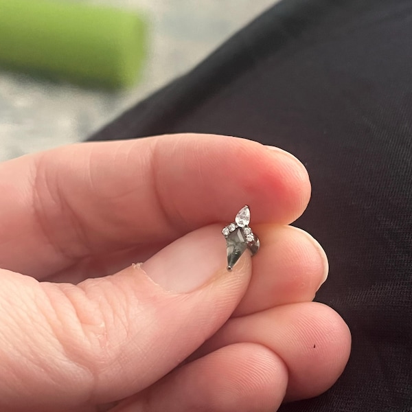 Titanium Vertical Dangle Hidden Helix Piercing, Threaded Flat Back Stud ...