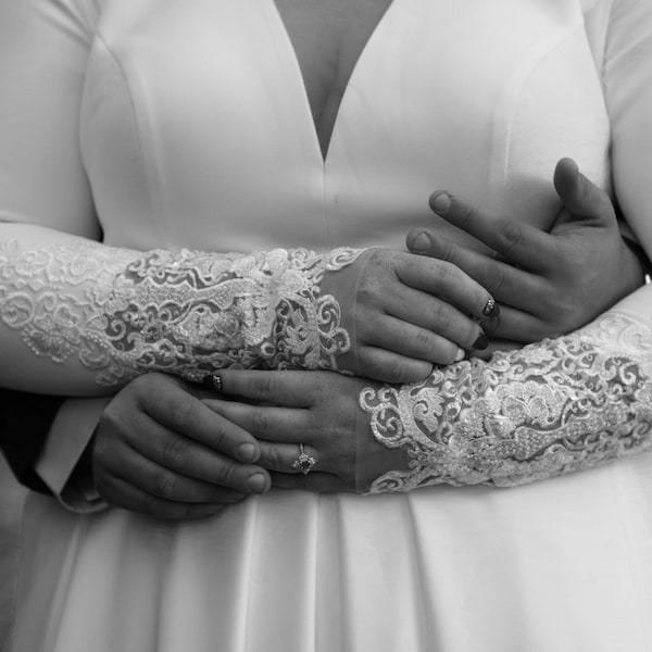 Simple and Elegant Wedding Dress, Lace Chiffon Wedding Dress, Short ...