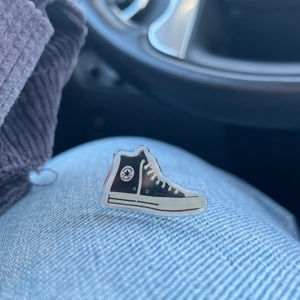 Hightop Shoe Acrylic Pin | Shoe Gift Idea, Black Hightops, Shoes, Cute ...