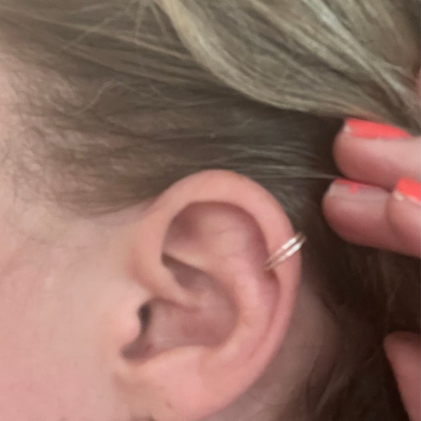 Double Helix Hoop, Sterling Silver Helix Piercing, Conch Hoop, Tiny ...