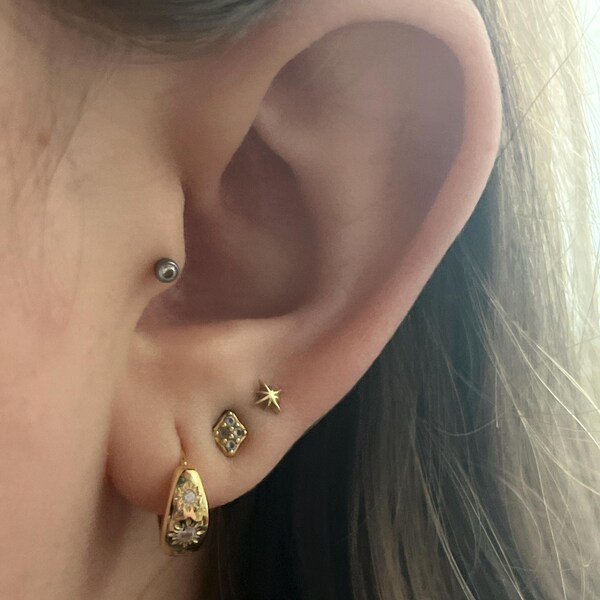 Dainty Everyday Earring Set Stackable Huggie Hoops and CZ Stud Earrings ...