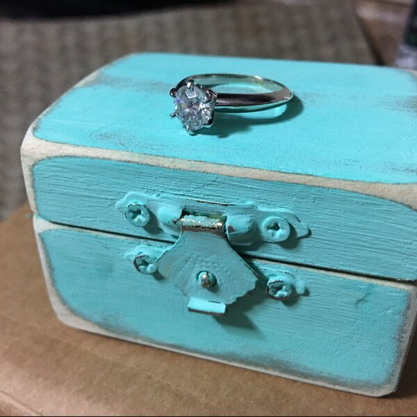 Mint Engagement Ring Box, Shabby Chic Wedding Ring Box, Rustic Pillow ...