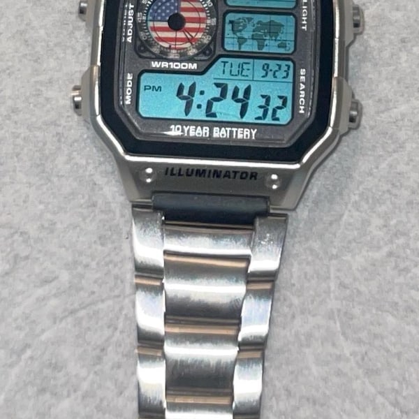 Custom Casio AE1200 Watch - Negative Display Mod -world Time- Digital ...