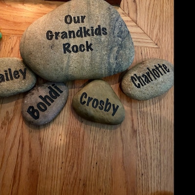 Engraved Stone Family Stone Engraved River Rock Carved Stone Garden ...