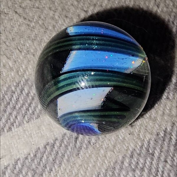 Contemporary Art Glass Marble 1.06 Handmade Colorful Flower Implosion ...