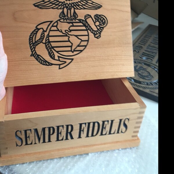 Personalized Marine Corps Letter Keepsake Box - Engraved Wood Box ...