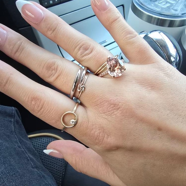 14k Solid Gold Moon Ring, Real Gold Premium Crescent Ring, Unique ...